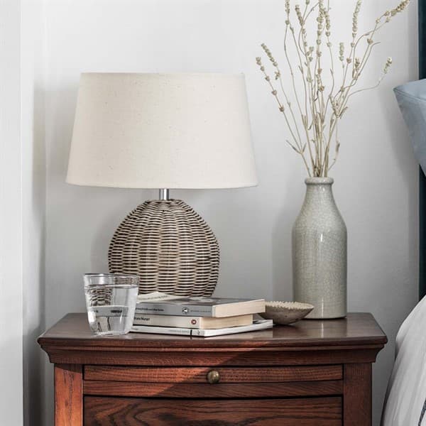 Rattan Medium Table Lamp - The Cotswold Company